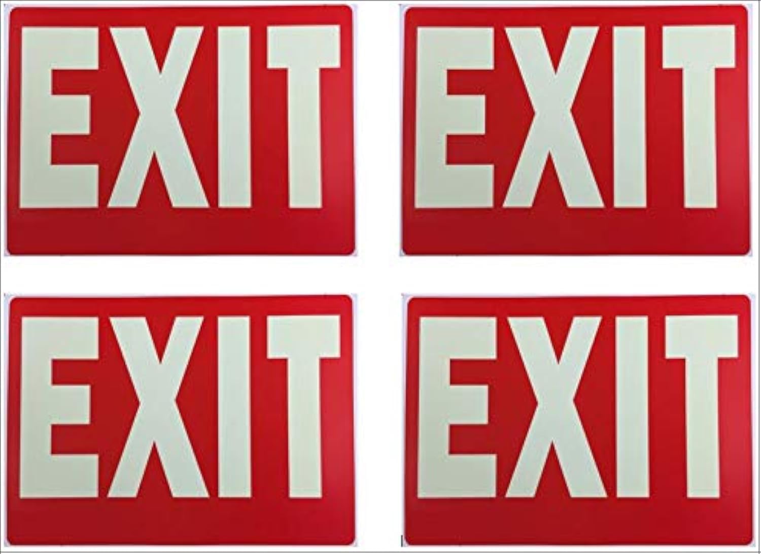 Exit Sign Glow-in-The-Dark Exit Sign, 12 by 8 Inches, Photoluminescent By natraco (4 Pack)