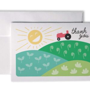 Down on The Farm Thank You Cards - 24 Cards with Envelopes