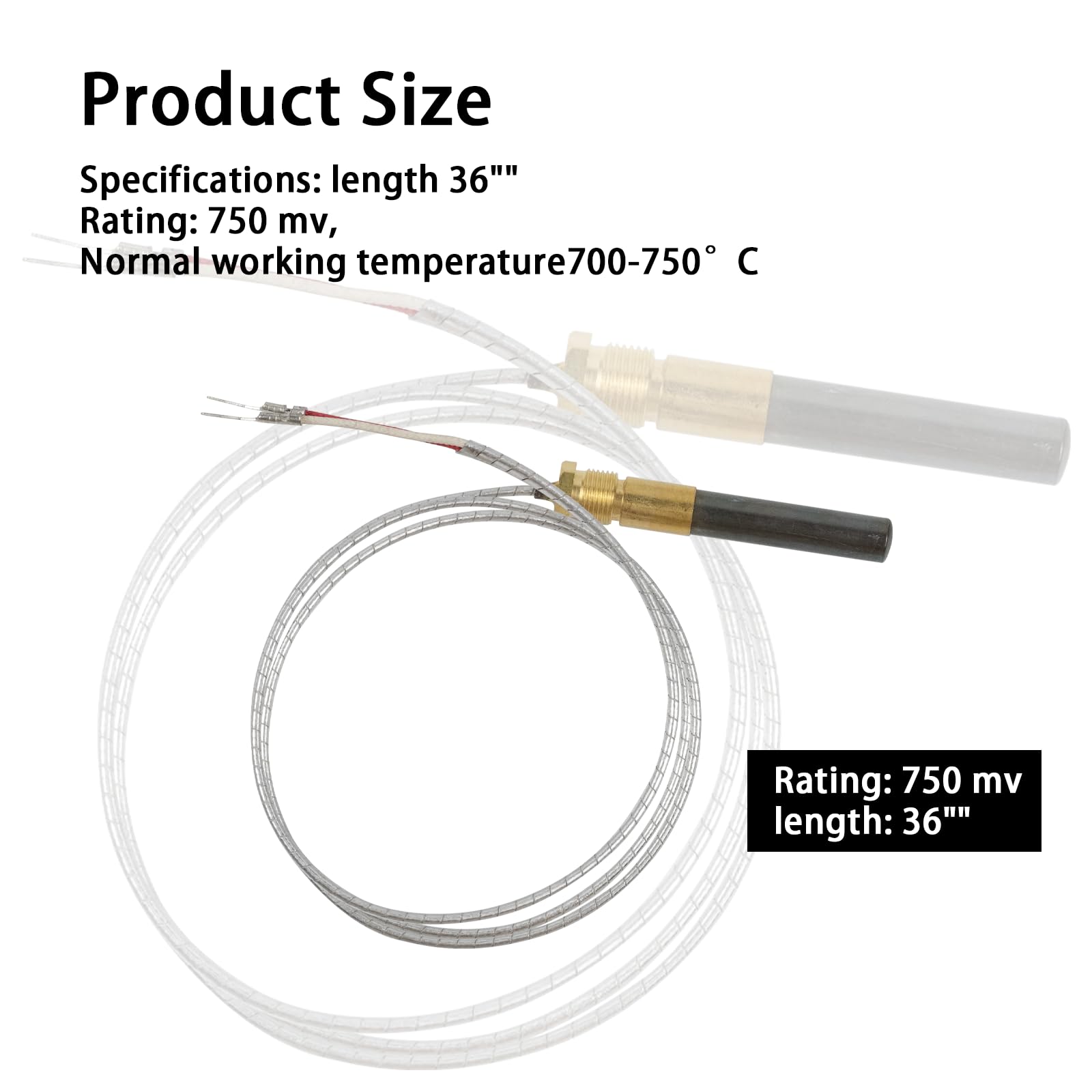 1950-001 Robertshaw Thermopile 36" 250-750 Millivolts MV 2 Lead with PG9 Adapter