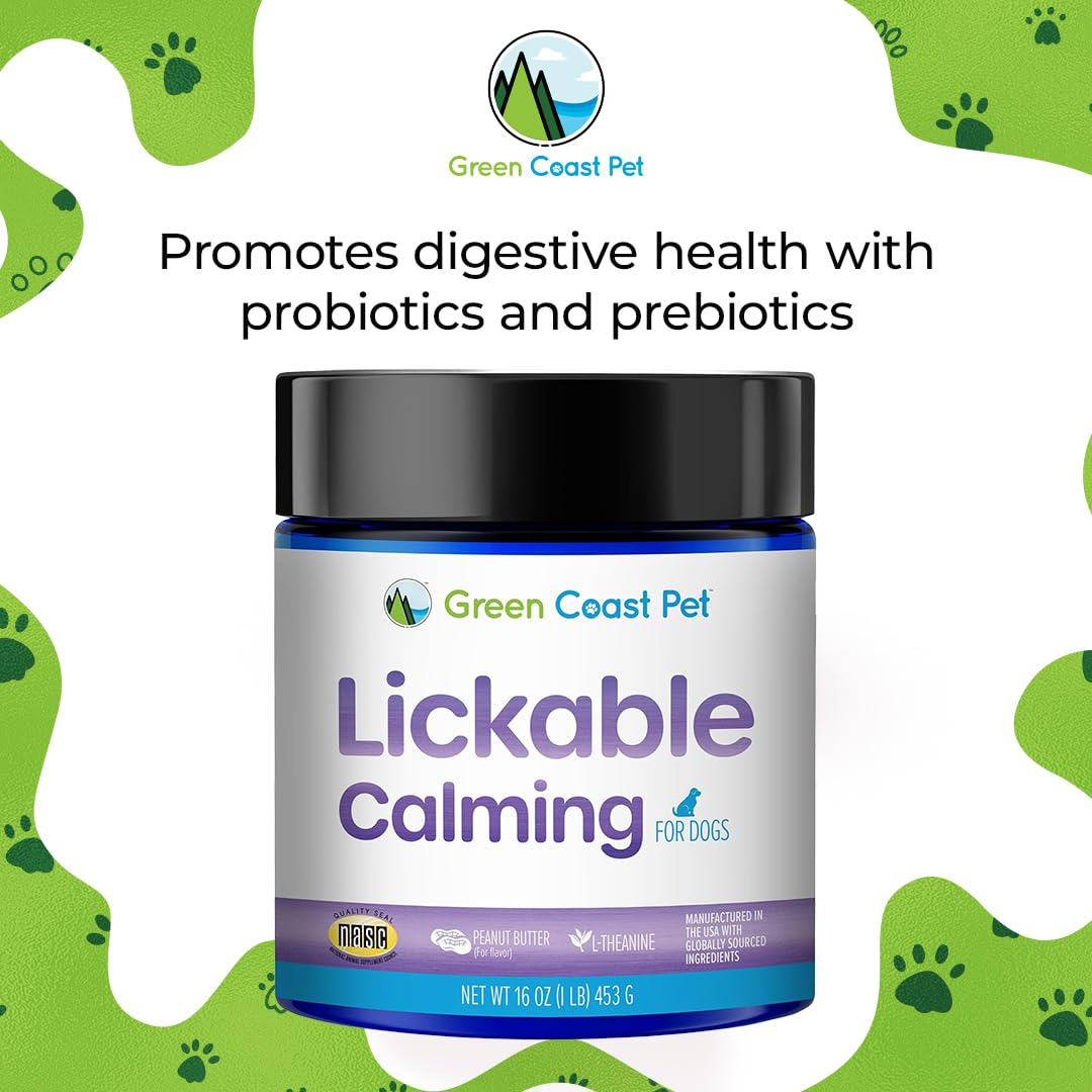 Green Coast Pet Lickable Actives (Calming) Supplement for Dogs, 16 oz | Made in USA | 30 Day Supply