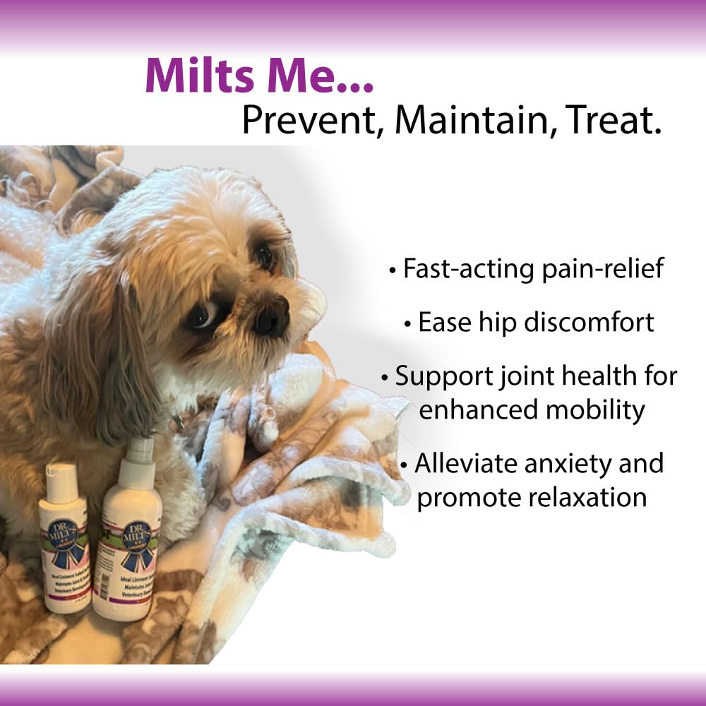 Dr. Milt's Dog Hip and Joint Pain Relief Spray and Gel, Topical Magnesium Sulfate & Arnica Ointment. Reduces Inflammation, Lessens Tenderness and Alleviates Nervousness. 1-2oz Gel