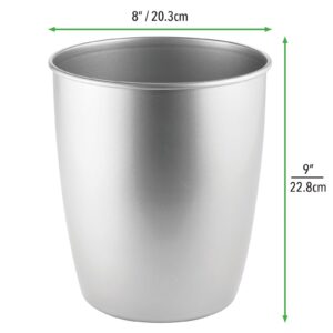 mDesign Small Steel Round Trash Can Bucket - 1.5 Gallon Wastebasket, Garbage Container Bin for Bathroom, Powder Room, Bedroom, Kitchen, Home Office - Hamill Collection - Chrome