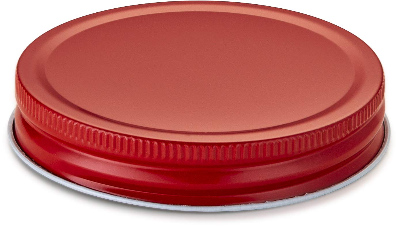 Kook Mason Jar Lids, Wide Mouth, for Wide Mouth Mason Jars, Leak Free, Airtight Silicone Seal, Made in USA, Set of 12, Red