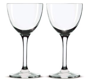 nick and nora coupe cocktail glasses - handblown set of 2, small plain vintage coupe glass to serve a manhattan, martini, aperitif, algonquin, or port wine, 5-ounce (plain, 2)