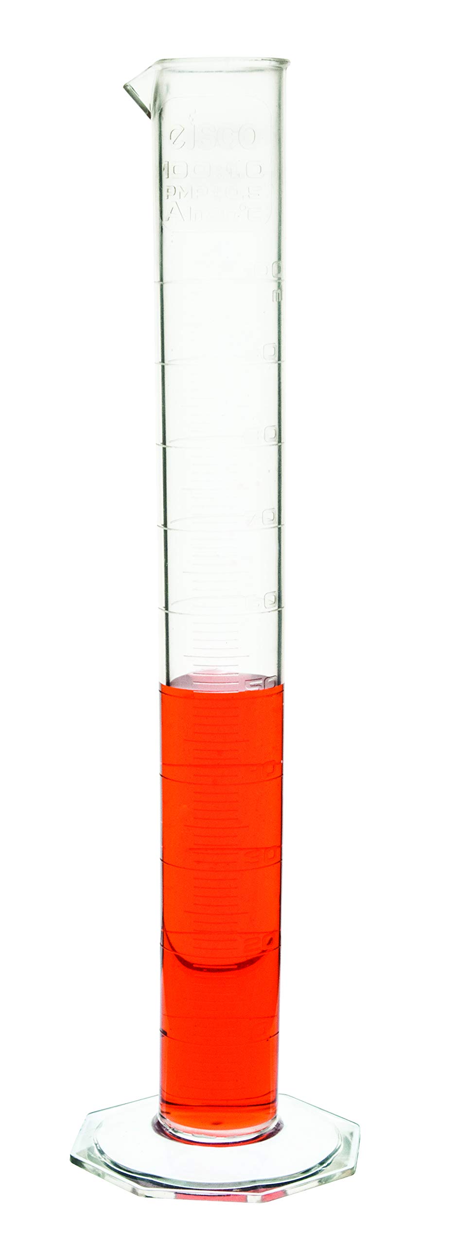 EISCO Graduated Cylinder, 100mL - Class A Tolerance - Octagonal Base - TPX Plastic - Industrial Quality, Autoclavable