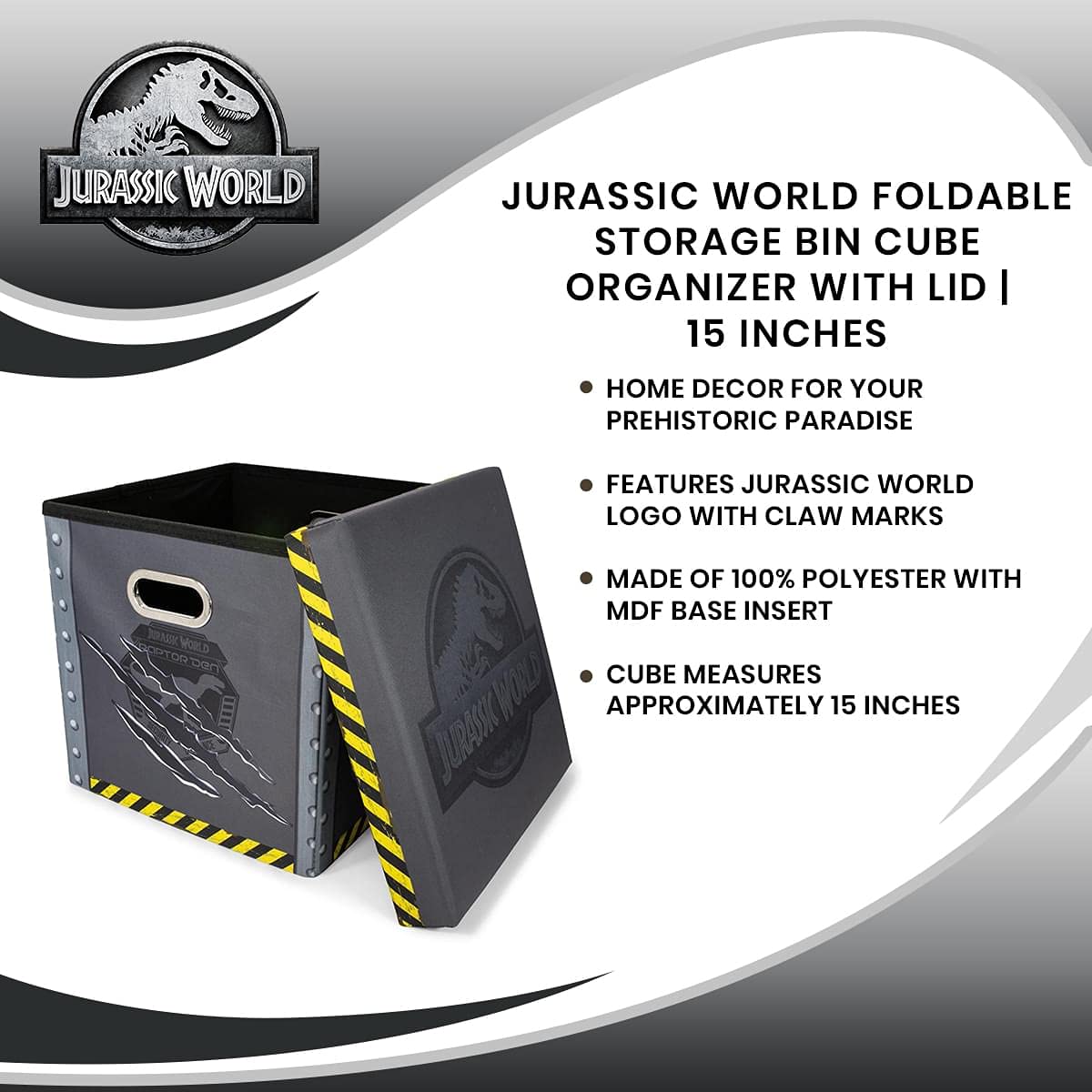 Jurassic World Foldable Storage Bin Cube Organizer with Lid | 15 Inches