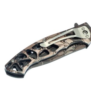 SE Spring Assisted Drop Point Folding Knife with Brown Snake Skin Design - KFD20022-1