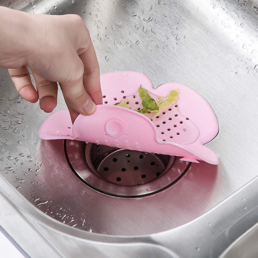 Sink Strainer 4 Pcs Creative Flower Shaped Kitchen Sink Strainer Shower Drain Hair Catcher Bathtub Drain Protector Home Bath Accessories