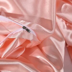 Erosebridal Hotel Pink Duvet Cover Queen Silk Like Satin Bedding Set Summer Reversible Quilt Comforter Cover Honeymoon Sexy Luxury Soft Lightweight Brushed Bedspreads for Farmhouse Room Decor