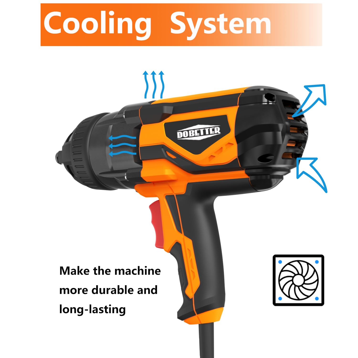 Dobetter 8.5-Amp Electric Impact Wrench, 1/2 Impact Gun 480N.m Torque Power Impact Wrenches, Corded 1/2 inch Impact Driver-DBIW1020