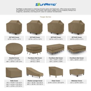 SunPatio Waterproof Patio Sofa Covers, Heavy Duty Outdoor Furniture Covers, Deep Seated Loveseat Covers with Air Vent/Closure Straps/Drawstrings, All Weather Protection, 60" L x 40" W x 32" H, Taupe