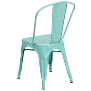 EMMA + OLIVER Commercial Grade Mint Green Metal Indoor-Outdoor Stackable Chair