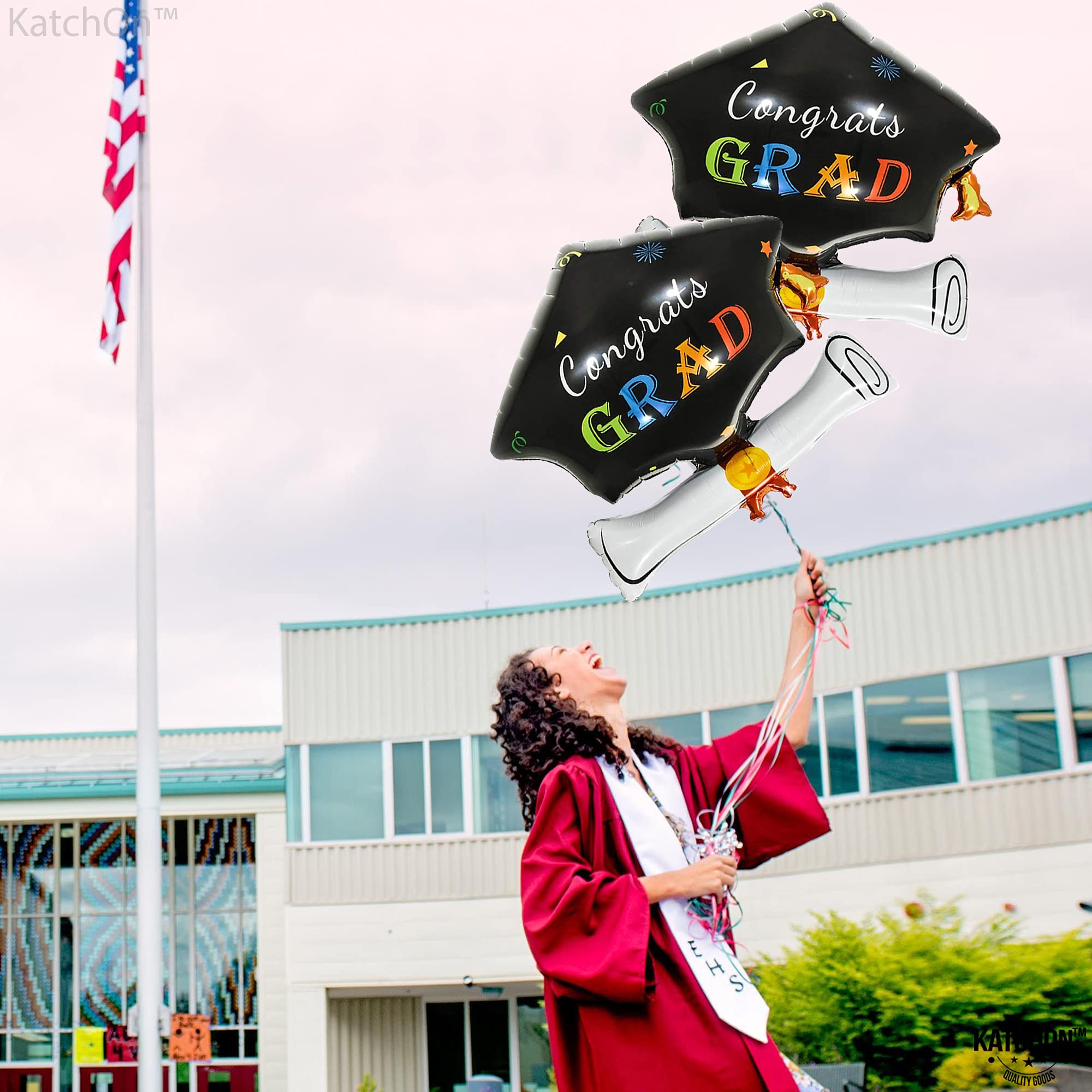 KatchOn, Graduation Cap Balloons - Big 24 Inch | Graduation Hat Balloons, Graduation Decorations Class of 2024 | Congrats Grad Balloons, Graduation Foil Balloons | Graduation Balloons Class of 2024