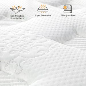 Twin XL Mattress, Vesgantti 10 Inch Hybrid XL Twin Mattress in a Box, Extra Long Twin Innerspring Mattress with Gel Memory Foam and Pocket Coils Spring, Tight Top Series Medium Firm Feel