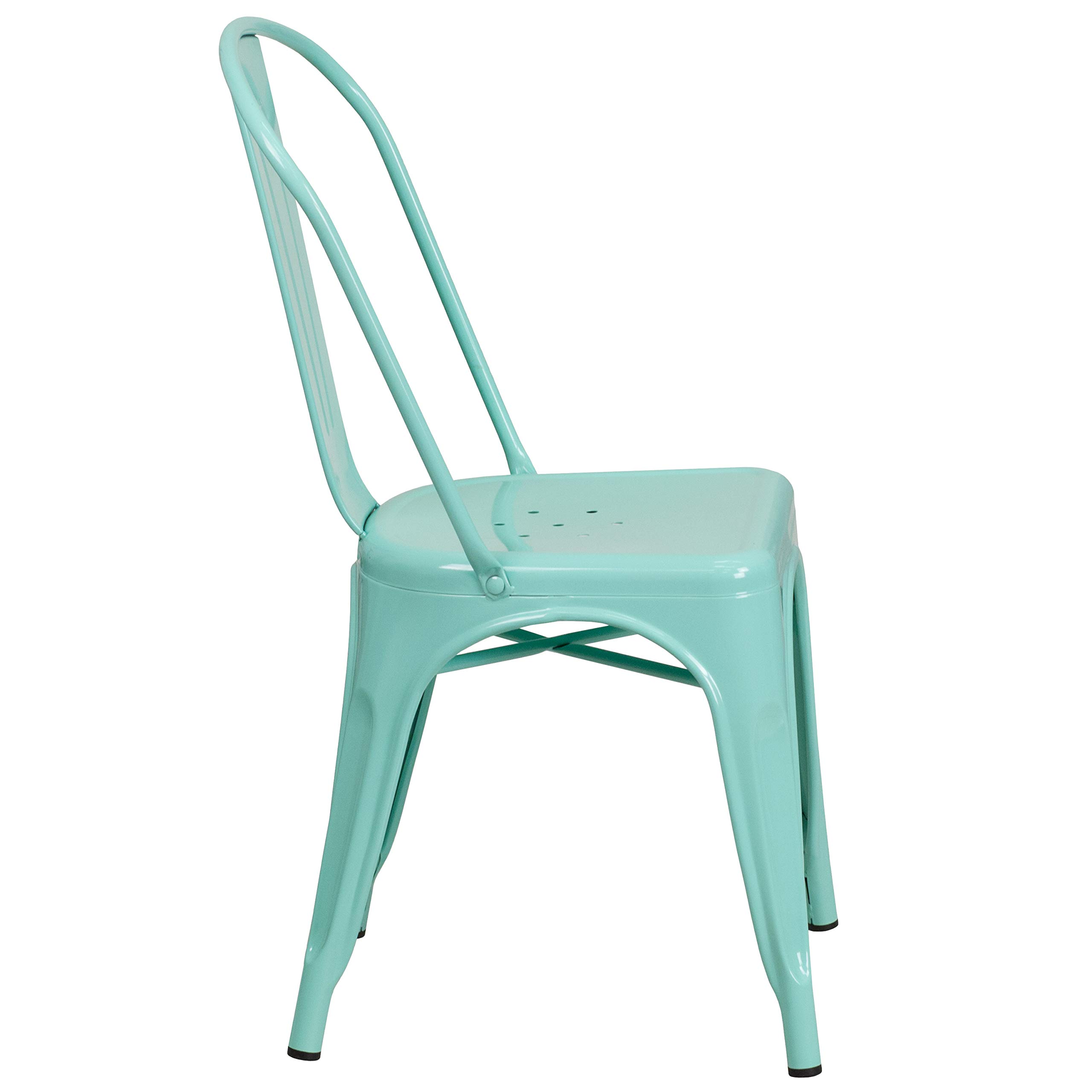 EMMA + OLIVER Commercial Grade Mint Green Metal Indoor-Outdoor Stackable Chair