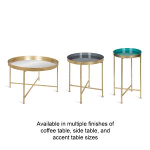 Kate and Laurel Celia Metal Foldable Round Accent Coffee Table, 28.25" x 28.25" x 19", Mirrored Surface and Gold Frame, Modern Minimalist Design and Detachable Magnetic Tabletop