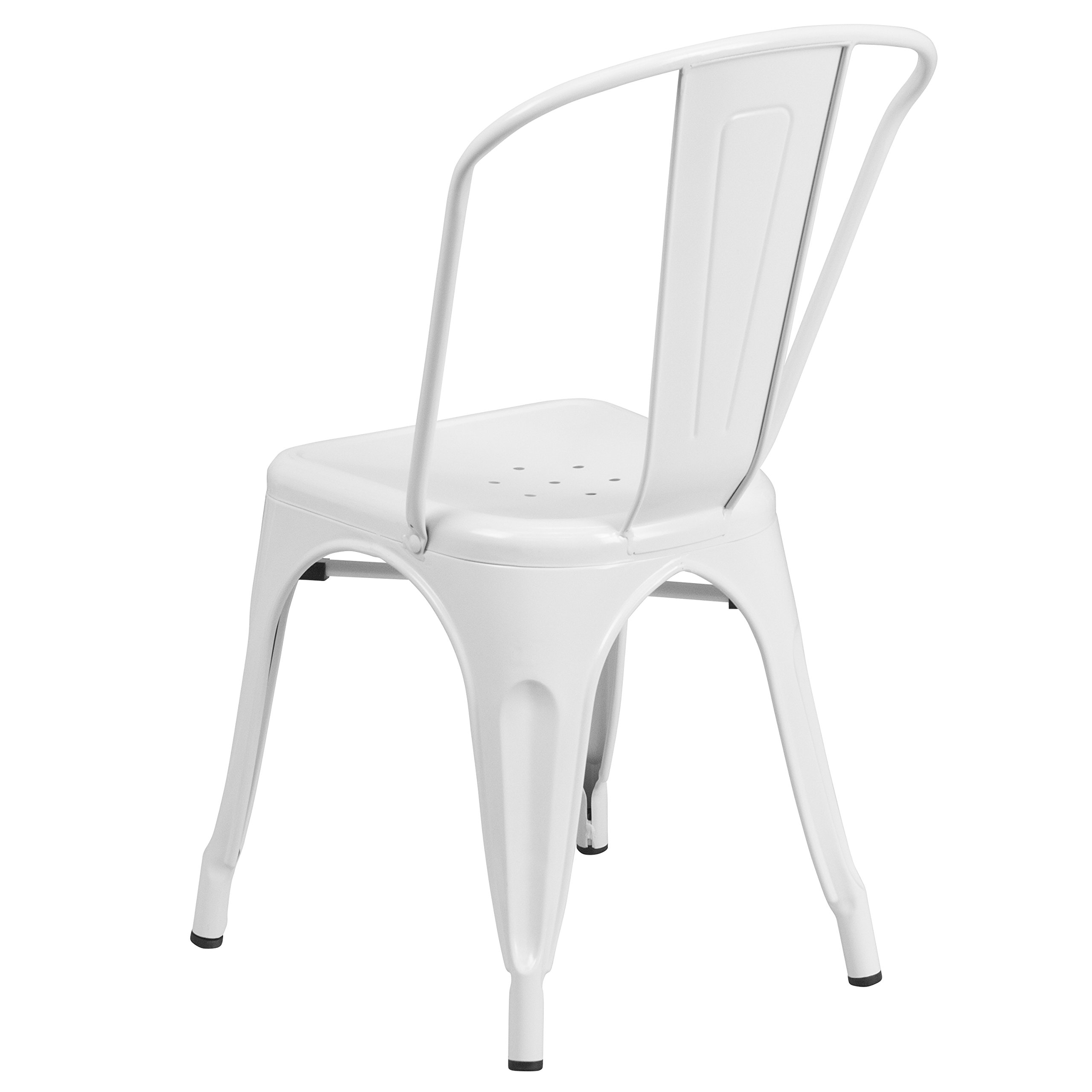 EMMA + OLIVER Commercial Grade White Metal Indoor-Outdoor Stackable Chair