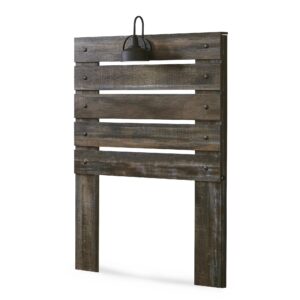 Signature Design by Ashley Drystan Rustic Panel Headboard ONLY with USB Charging Stations, Twin, Brown