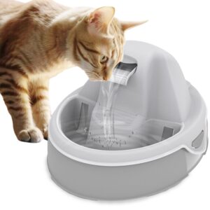 aqua flow premium pet water fountain - automatic dispenser drinking bowl for cats and dogs - anti-hair drainage system - replaceable filters - ideal for multiple pets - 52 up to 120 fl oz - gray