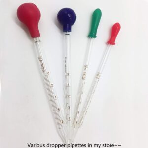 OESS Glass Graduated Dropper Pipettes with Blue Rubber Caps 10ml Pk/2