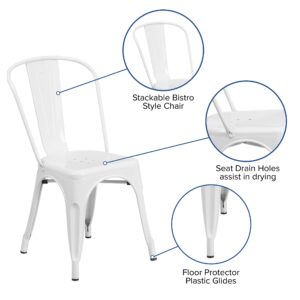 EMMA + OLIVER Commercial Grade White Metal Indoor-Outdoor Stackable Chair