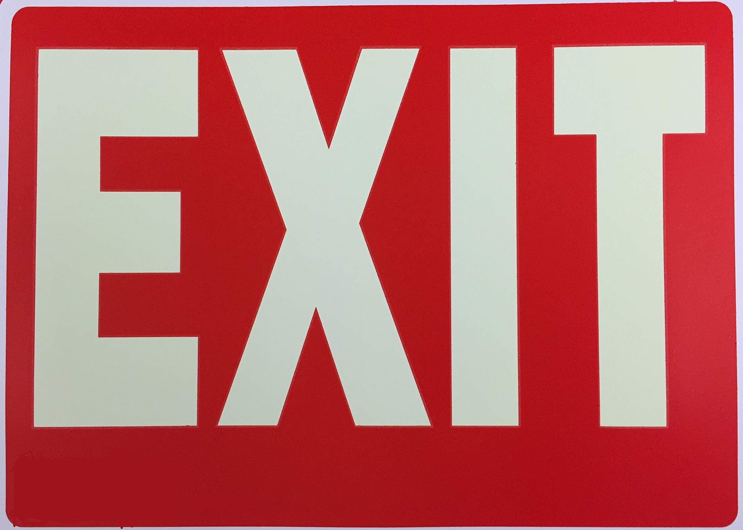 Exit Sign Glow-in-The-Dark Exit Sign, 12 by 8 Inches, Photoluminescent By natraco (4 Pack)