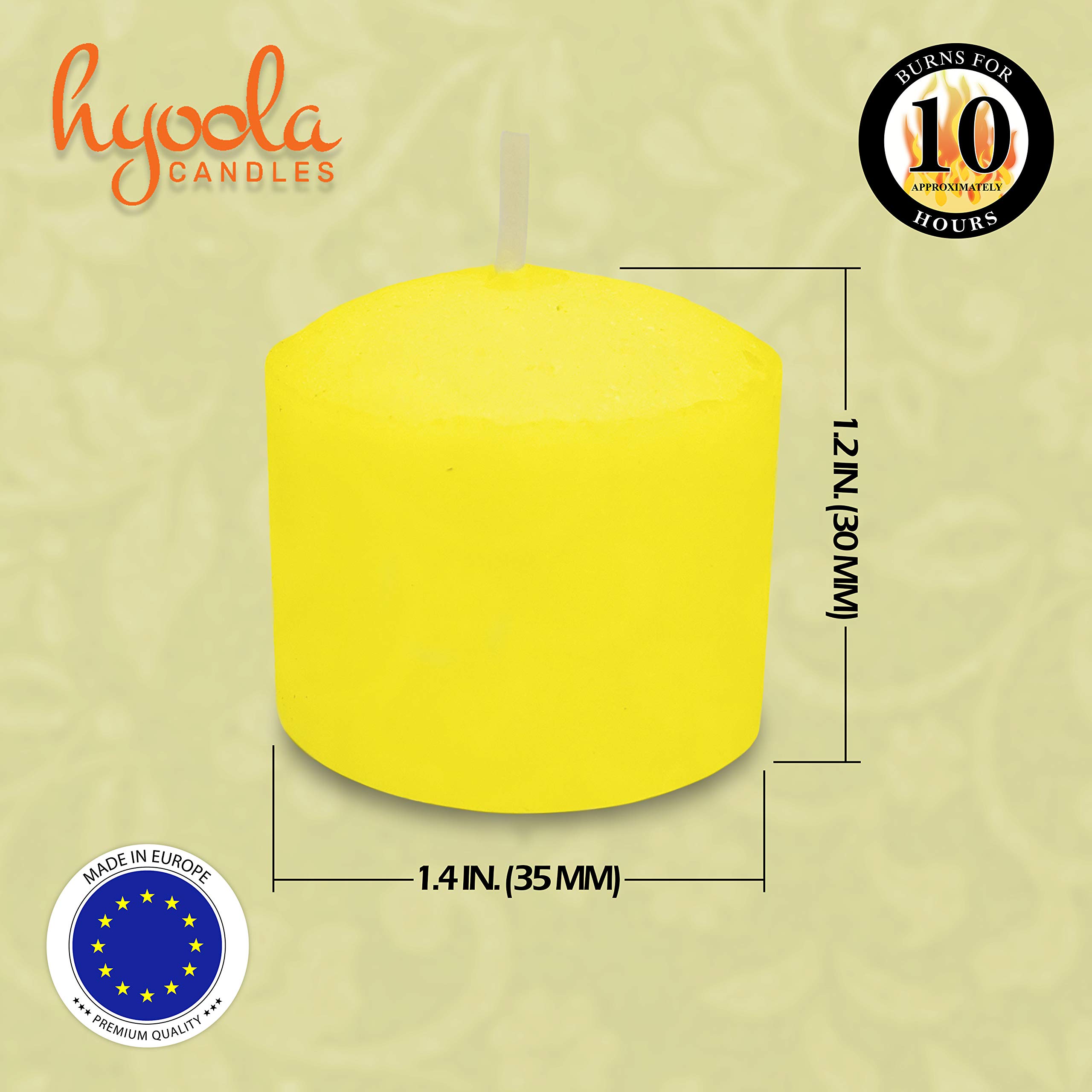 HYOOLA Citronella Votive Candles - 10 Hour Burn Time - 50 Pack, Ideal Bug Repellent Candles, European Made