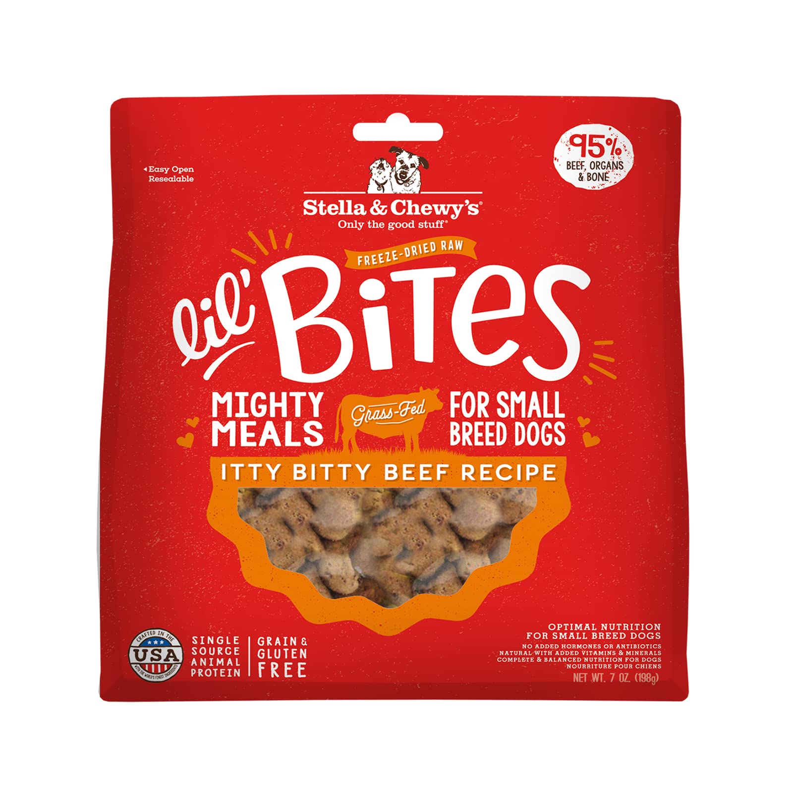 Stella & Chewy's Freeze-Dried Raw Lil' Bites Itty Bitty Beef Recipe Small Breed Dog Food, 7 oz. Bag (Beef)