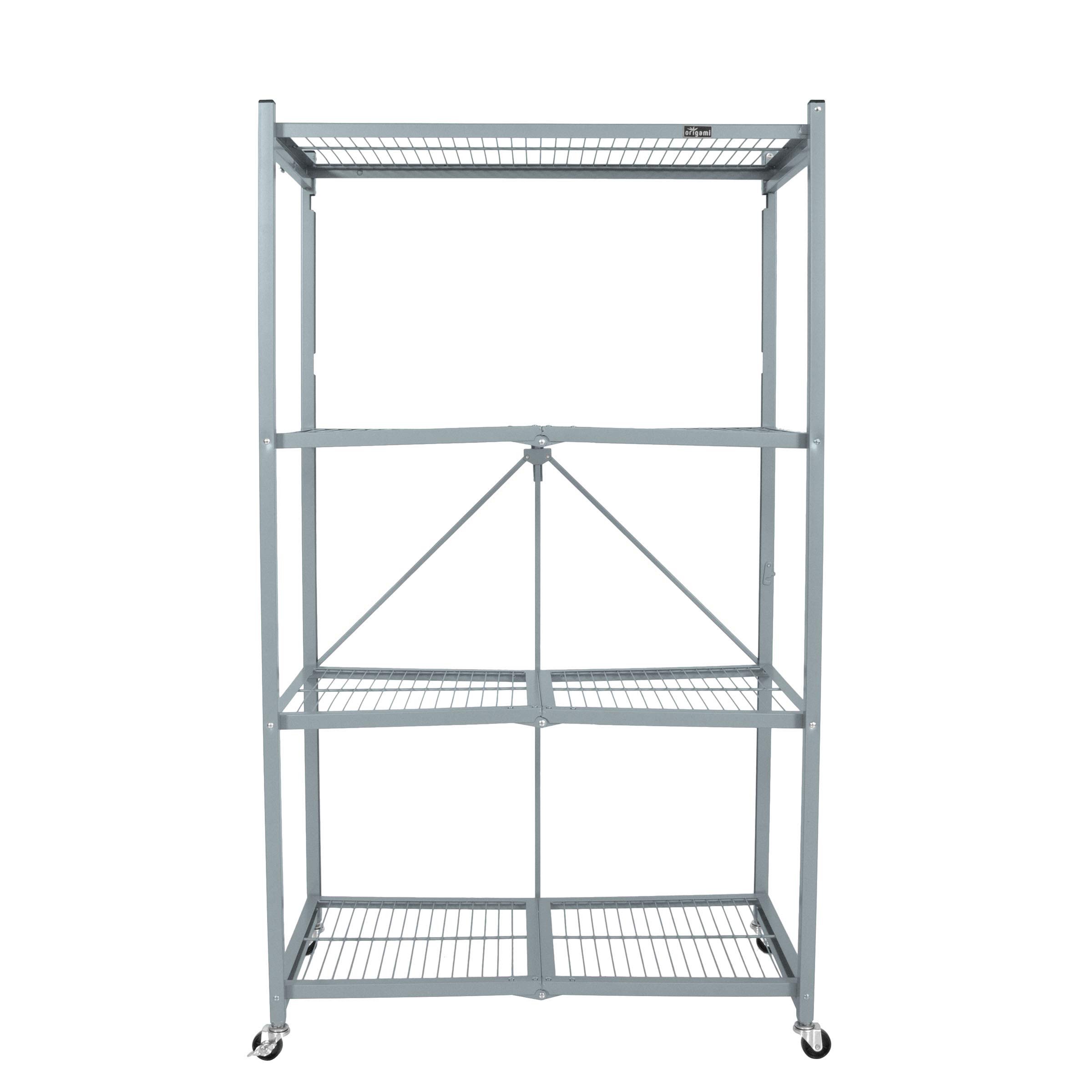 Origami R5 Foldable 4-Tier Garage Shelving Heavy Duty Shelving with Wheels, Metal Storage Rack Holds 1000 pounds, Garage Storage Rack & Organization, Storage Shelving (Platinum, R5)