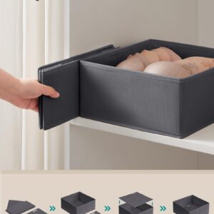 SONGMICS Drawer Organizer, Dresser Drawer Organizers, Set of 6, Foldable Fabric Storage Bins for Socks, Underwear, Bras, Ties, Scarves, Slate Gray URDZ06GV1