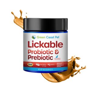 green coast pet lickable actives probiotic & prebiotic supplement for dogs, 16 oz | made in usa | 30 day supply