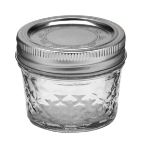 ball wide mouth quilted crystal jelly jars with lids and bands, used for canning, pickling, juice, jam, jelly, quarter pint size (4 ounce (pack of 6))