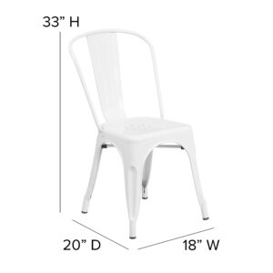 EMMA + OLIVER Commercial Grade White Metal Indoor-Outdoor Stackable Chair