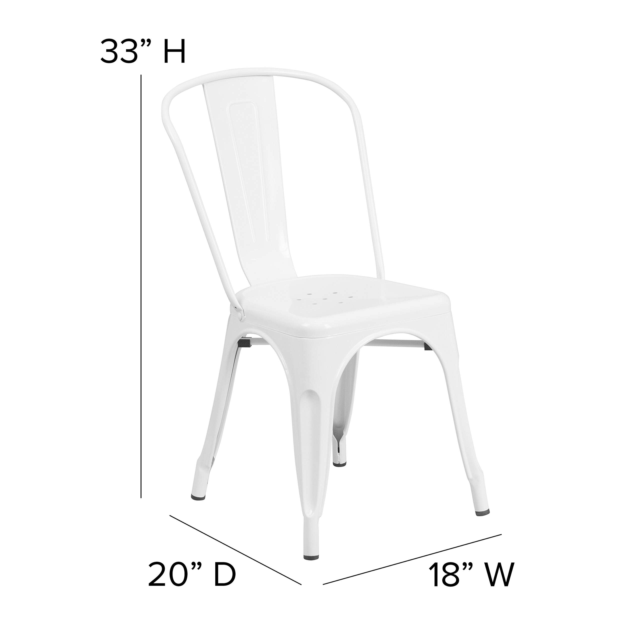 EMMA + OLIVER Commercial Grade White Metal Indoor-Outdoor Stackable Chair