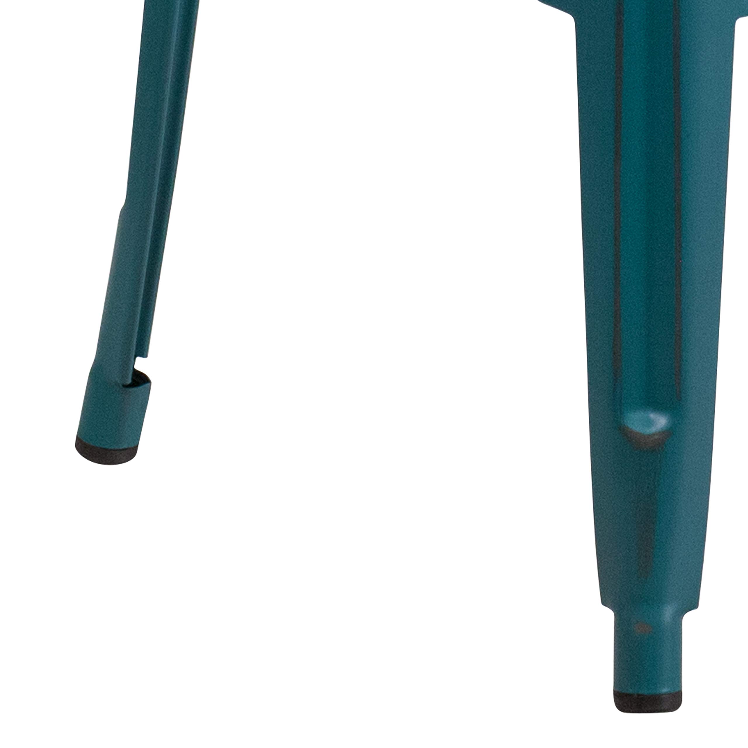 EMMA + OLIVER Commercial 30" H Backless Distressed Blue-Teal Metal Indoor-Outdoor Barstool