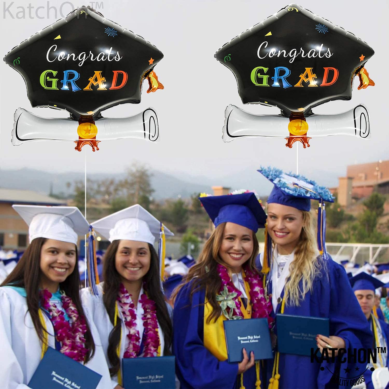 KatchOn, Graduation Cap Balloons - Big 24 Inch | Graduation Hat Balloons, Graduation Decorations Class of 2024 | Congrats Grad Balloons, Graduation Foil Balloons | Graduation Balloons Class of 2024