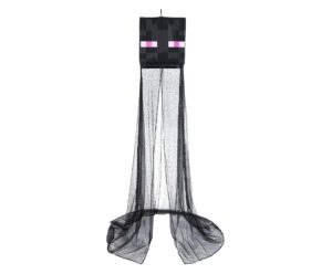 minecraft enderman kids bed canopy curtains for ceiling, hanging mosquito netting cover for reading nook, sleeping tent | playroom accessories, home decor room essentials | video game gifts