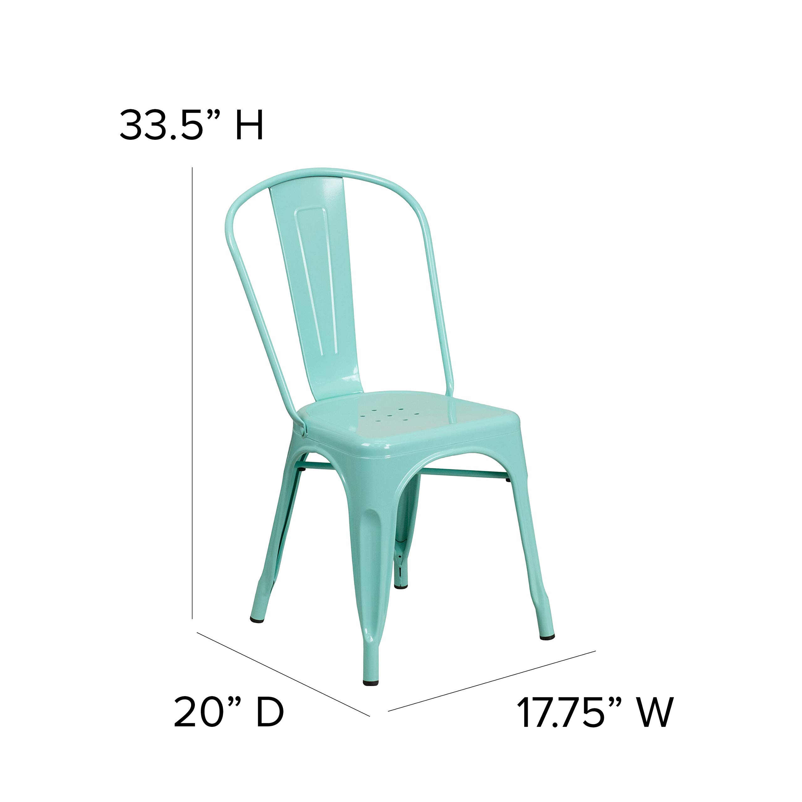 EMMA + OLIVER Commercial Grade Mint Green Metal Indoor-Outdoor Stackable Chair