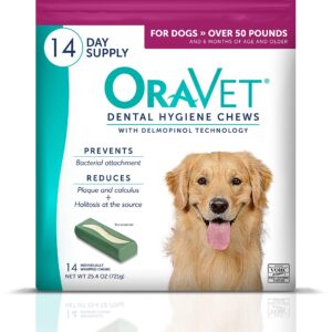 ORAVET Dental Chews for Dogs, Oral Care and Hygiene Chews (Large Dogs, Over 50 lbs.) Pink Pouch, 14 Count