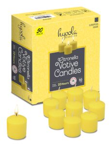 hyoola citronella votive candles - 10 hour burn time - 50 pack, ideal bug repellent candles, european made