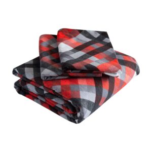 Friends at Home 180 Gram Cotton Heavyweight Flannel Duvet Cover Sets (Grey/red/Black, King)