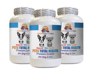 coat care for dogs - pets total health complex - for dogs and cats - premium hair skin mouth urinary care - dog vitamin b supplement - 3 bottles (180 tablets)