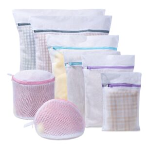 set of 8 mesh laundry bags travel storage bag, clothing washing bags for laundry, blouse, bra, hosiery, stocking, underwear, lingerie seamei