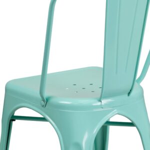 EMMA + OLIVER Commercial Grade Mint Green Metal Indoor-Outdoor Stackable Chair