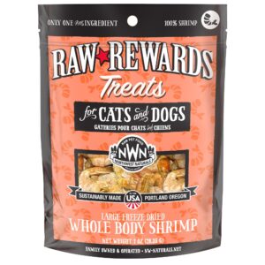 northwest naturals raw rewards freeze-dried shrimp treats for dogs and cats - bite-sized pieces - healthy, 1 ingredient, human grade pet food, all natural - 1 oz