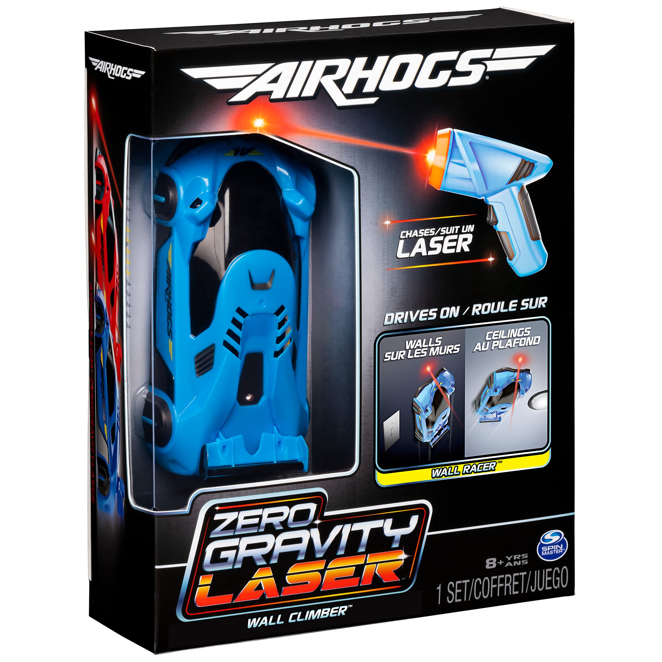 Air Hogs, Zero Gravity Light, Light-Guided Wall Racer, Wall Climbing Race Car,Blue