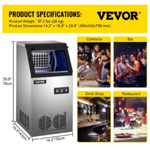 Happybuy 110V Commercial Ice Maker Machine, 120LBS/24H Stainless Steel Ice Maker Machine 22lbs Storage Automatic Ice Machine for Home Restaurant Bar Cafe, Scoop and Connection Hoses Included