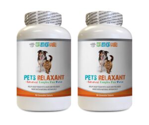 my lucky pets llc cat anxiety and stress - pet relaxant for dogs and cats - anxiety relief - calming complex - premium - cat valerian root - 2 bottles (180 chewable tablets)