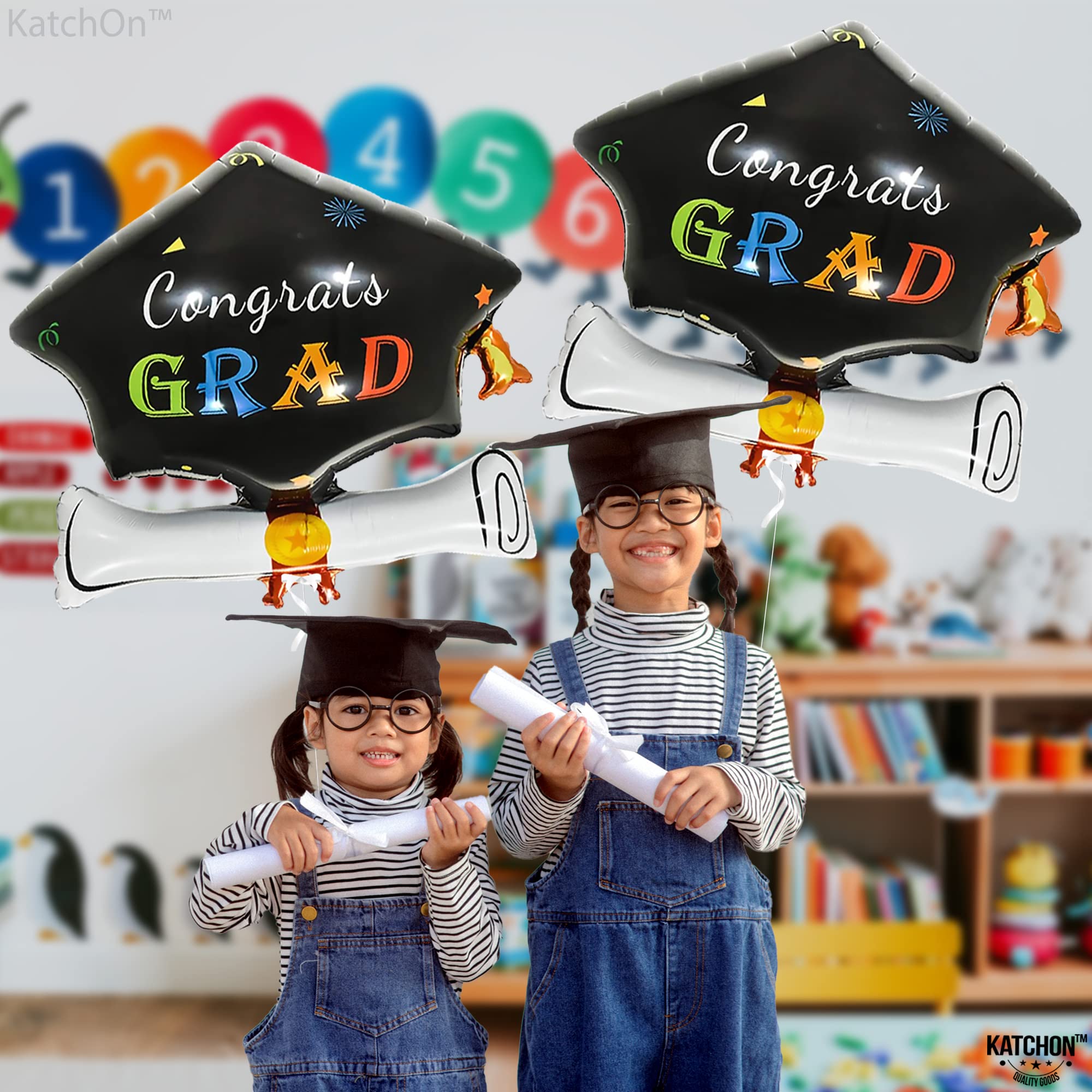 KatchOn, Graduation Cap Balloons - Big 24 Inch | Graduation Hat Balloons, Graduation Decorations Class of 2024 | Congrats Grad Balloons, Graduation Foil Balloons | Graduation Balloons Class of 2024