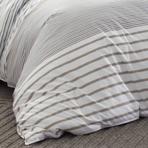 Eddie Bauer Duvet Cover Set Soft Bedding with Matching Shams, Buttons & Corner Ties to Ensure Placement, Striped Room Decor, King, Neutral